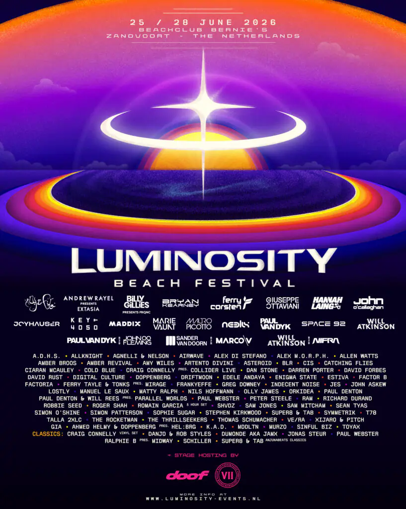 Luminosity Beach Festival 2026: Trance Paradise in Zandvoort – Full Lineup